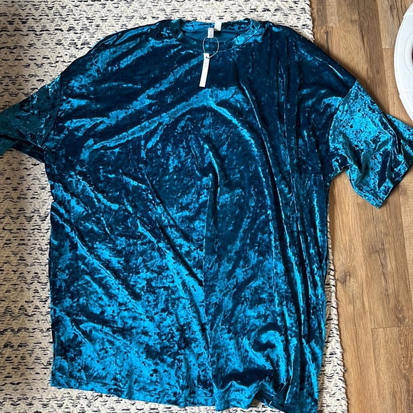 ASOS | Tops | Nwt Asos Blue Velvet Oversized Tshirt Dress | Poshmark